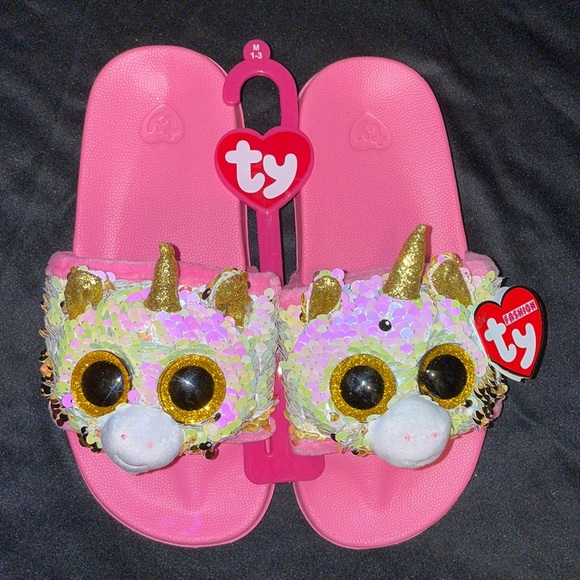 Ty | Shoes | Ty Beanie Boos Sequin Unicorn Slides Sandals | Poshmark